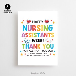 Nursing Assistant Appreciation Week Greeting Card Printable, CNA Week ...