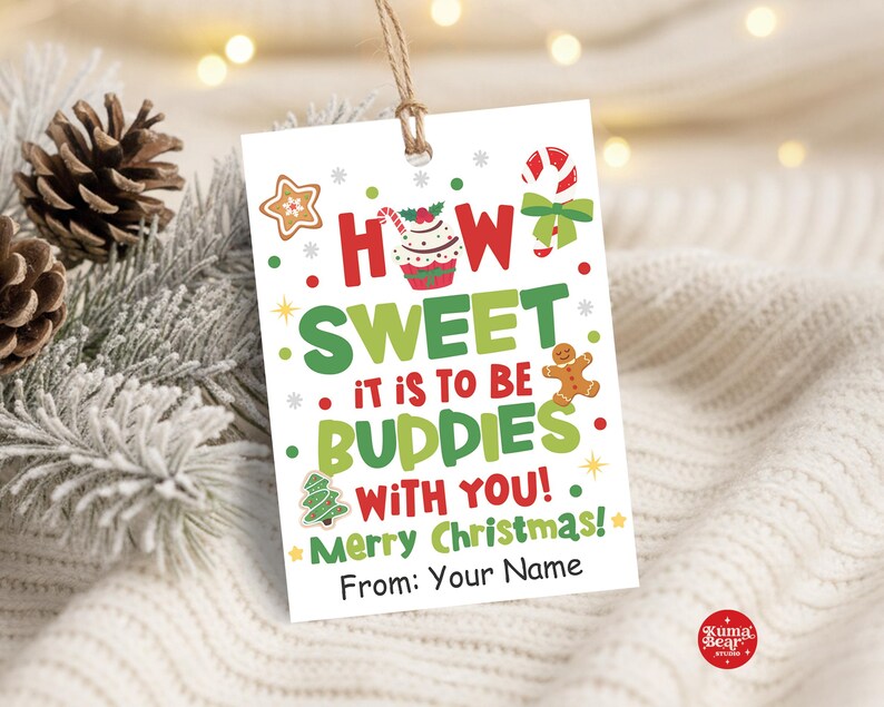 Kids Christmas Buddy Gift Tag Printable, Sweet Friends Holiday Treat ...