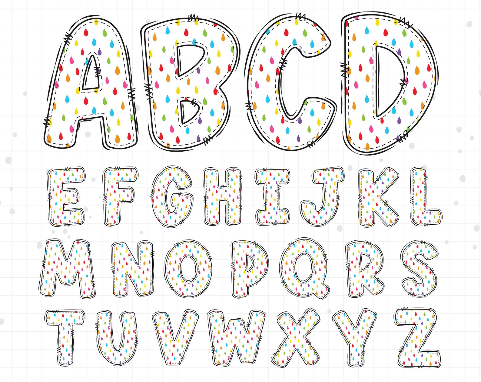 Rainbow Doodle Alphabet Bundle Rainbow PNG Letters & Numbers - Etsy