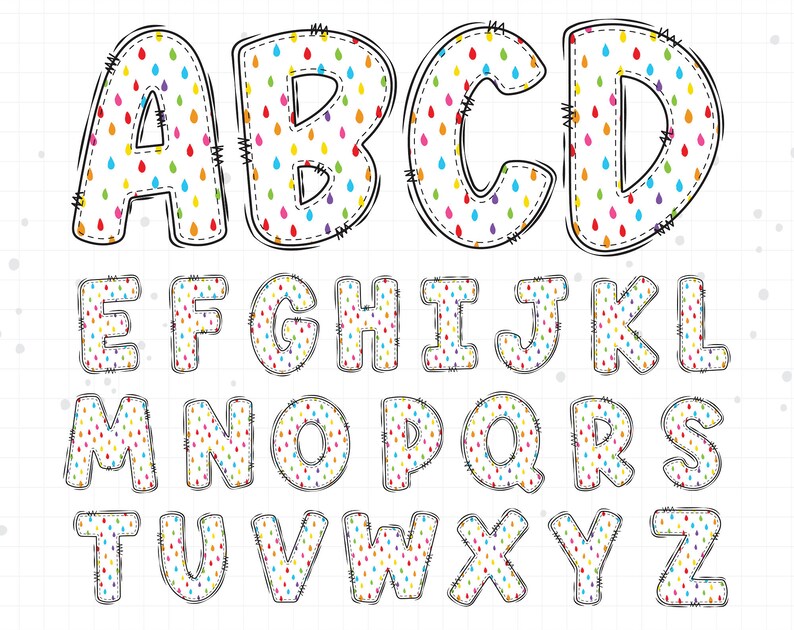 Rainbow Doodle Alphabet Bundle Rainbow PNG Letters & Numbers - Etsy