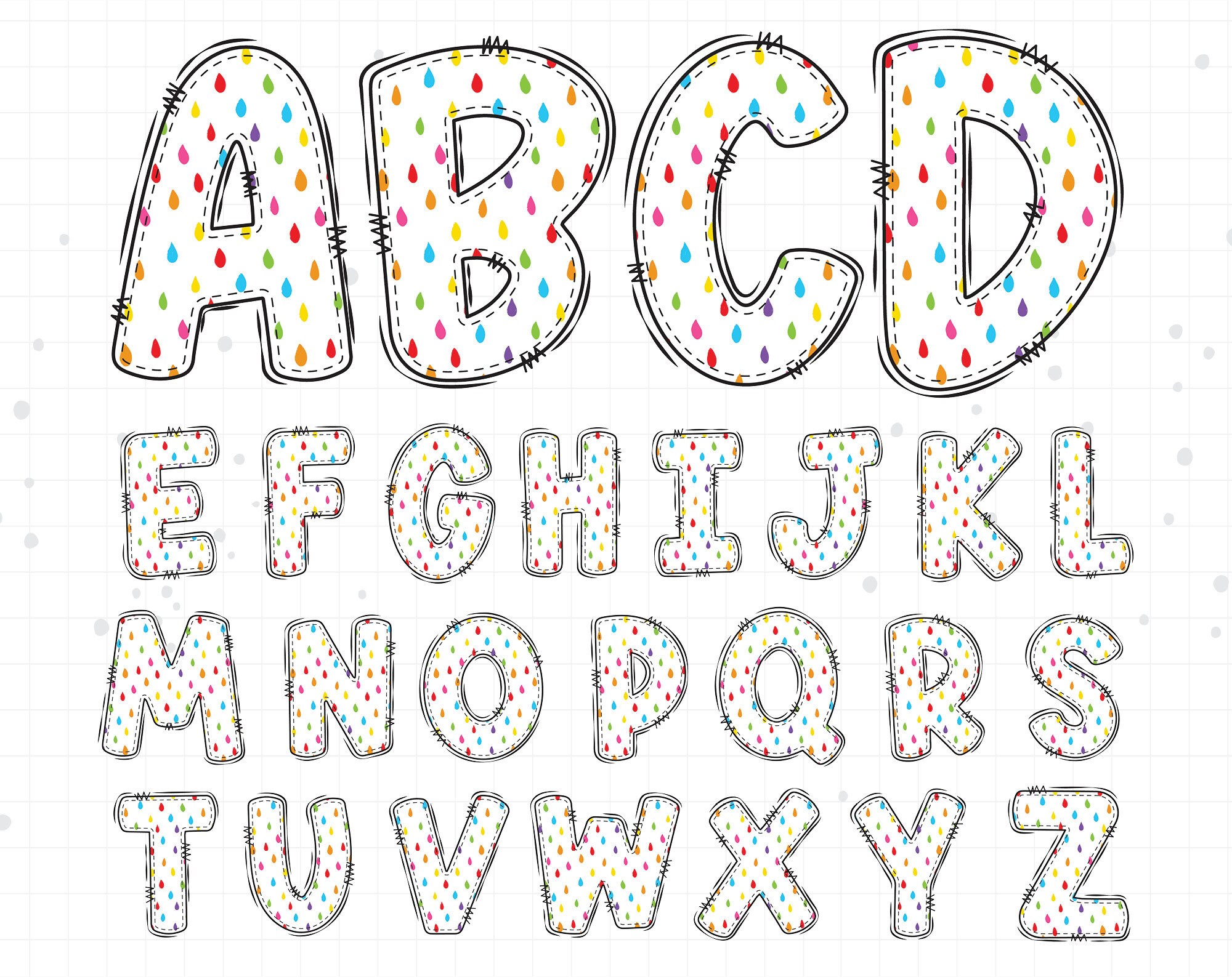Rainbow Doodle Alphabet Bundle Rainbow PNG Letters & Numbers - Etsy