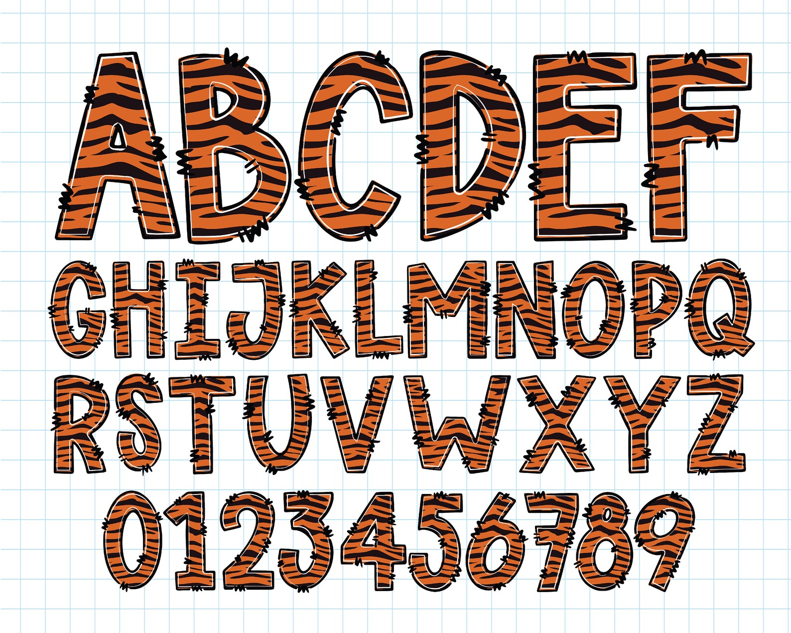 Animal Tiger Alphabet PNG Alphabet Sublimation Alphabet | Etsy