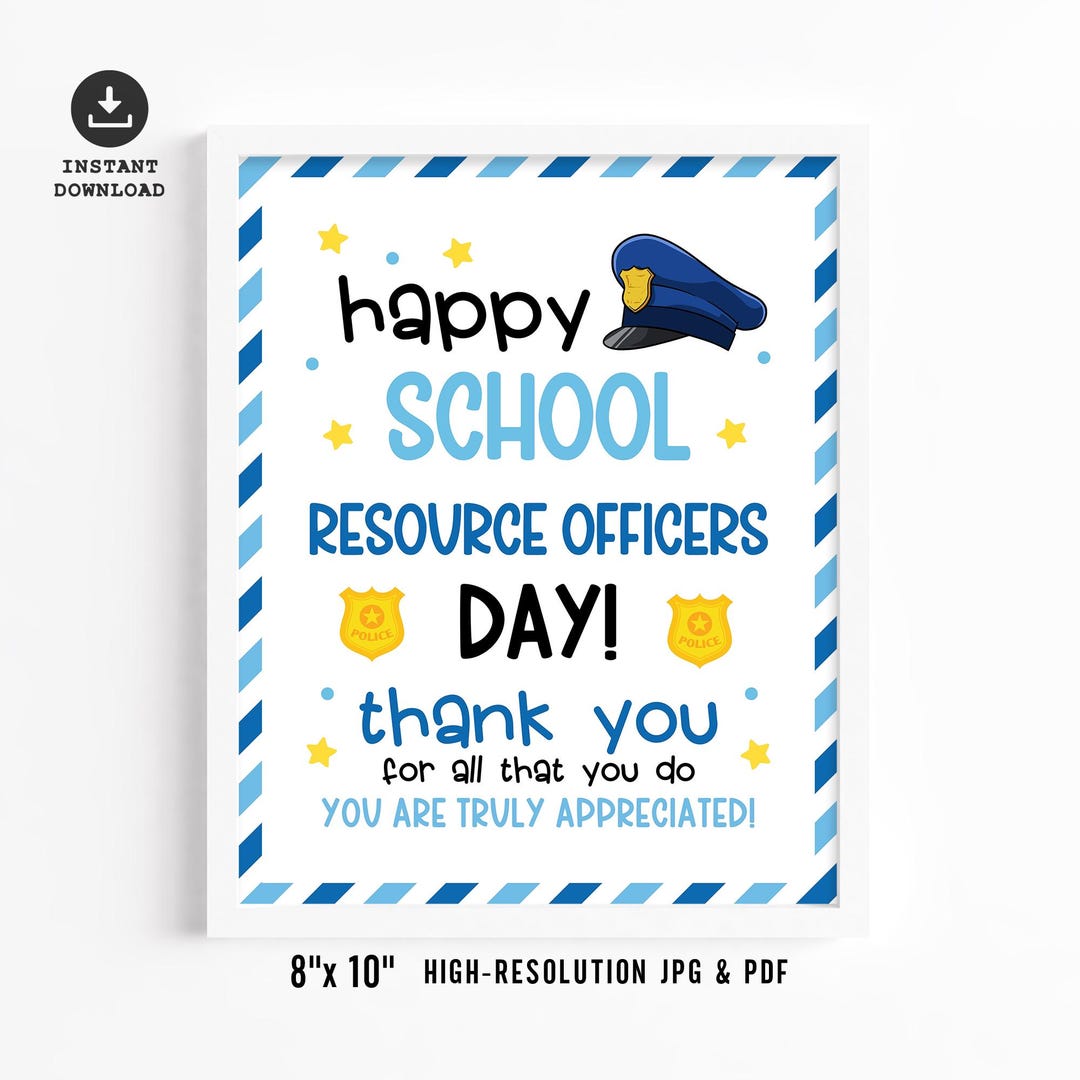 School Resource Officers Day Sign Printable SRO Appreciation Decor ...