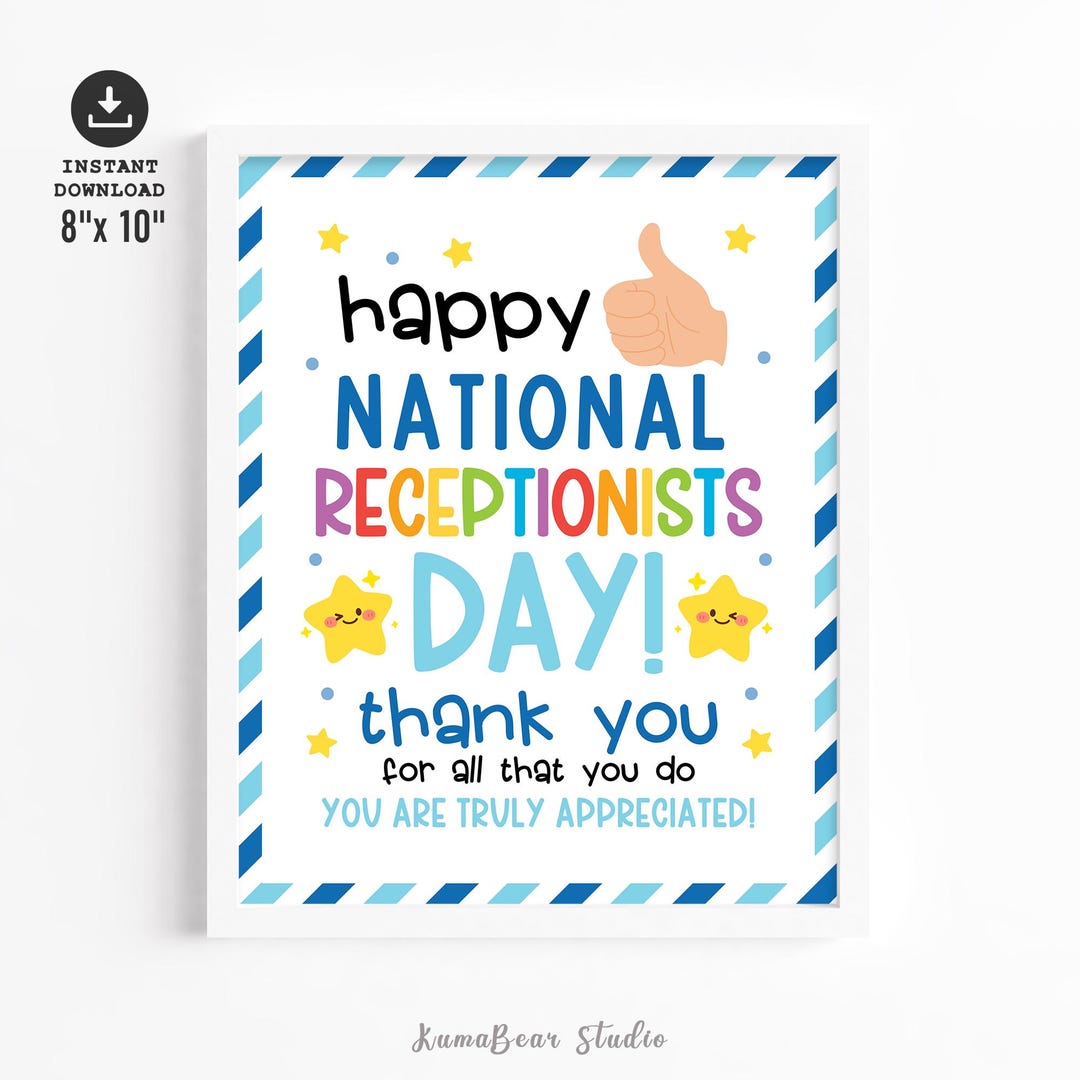 Receptionists Day Printable Sign, Receptionist Day Poster Printable ...