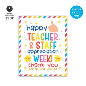 Teacher and Staff Appreciation Sign Printable, Teacher Appreciation ...