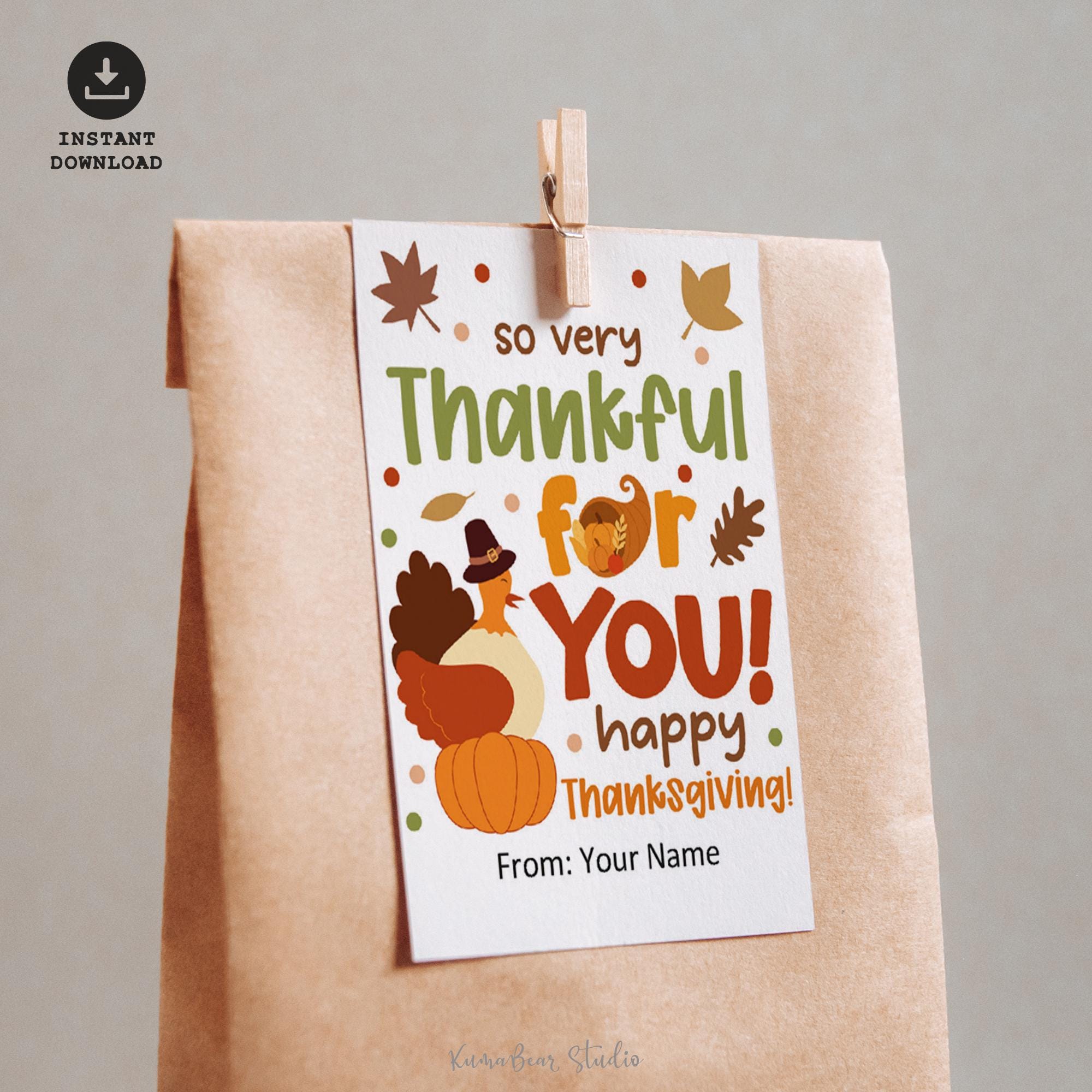 Thanksgiving Gift Tags Printable, so Very Thankful for You Treat Tags ...