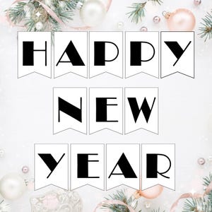 Happy New Year 2025 Printable Banner New Year Party Decoration, New ...