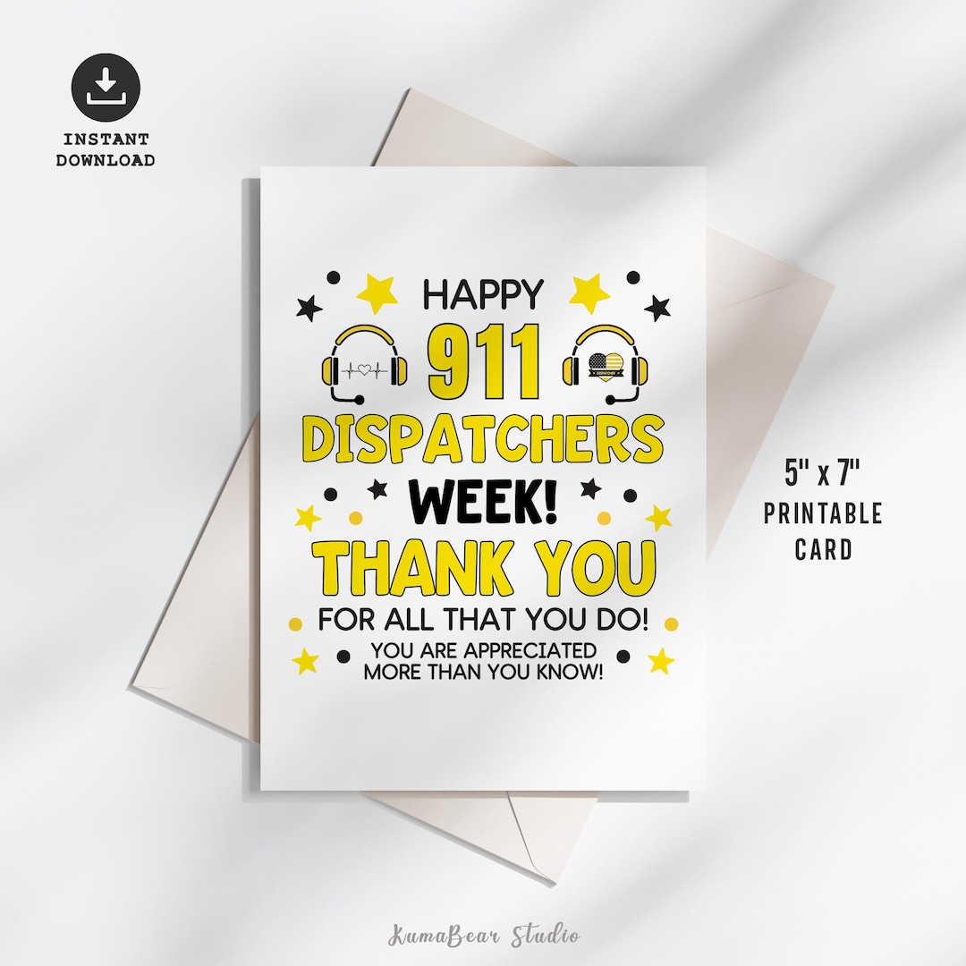 Dispatcher Appreciation Gift Cards, Thank You Card for 911 Operators ...
