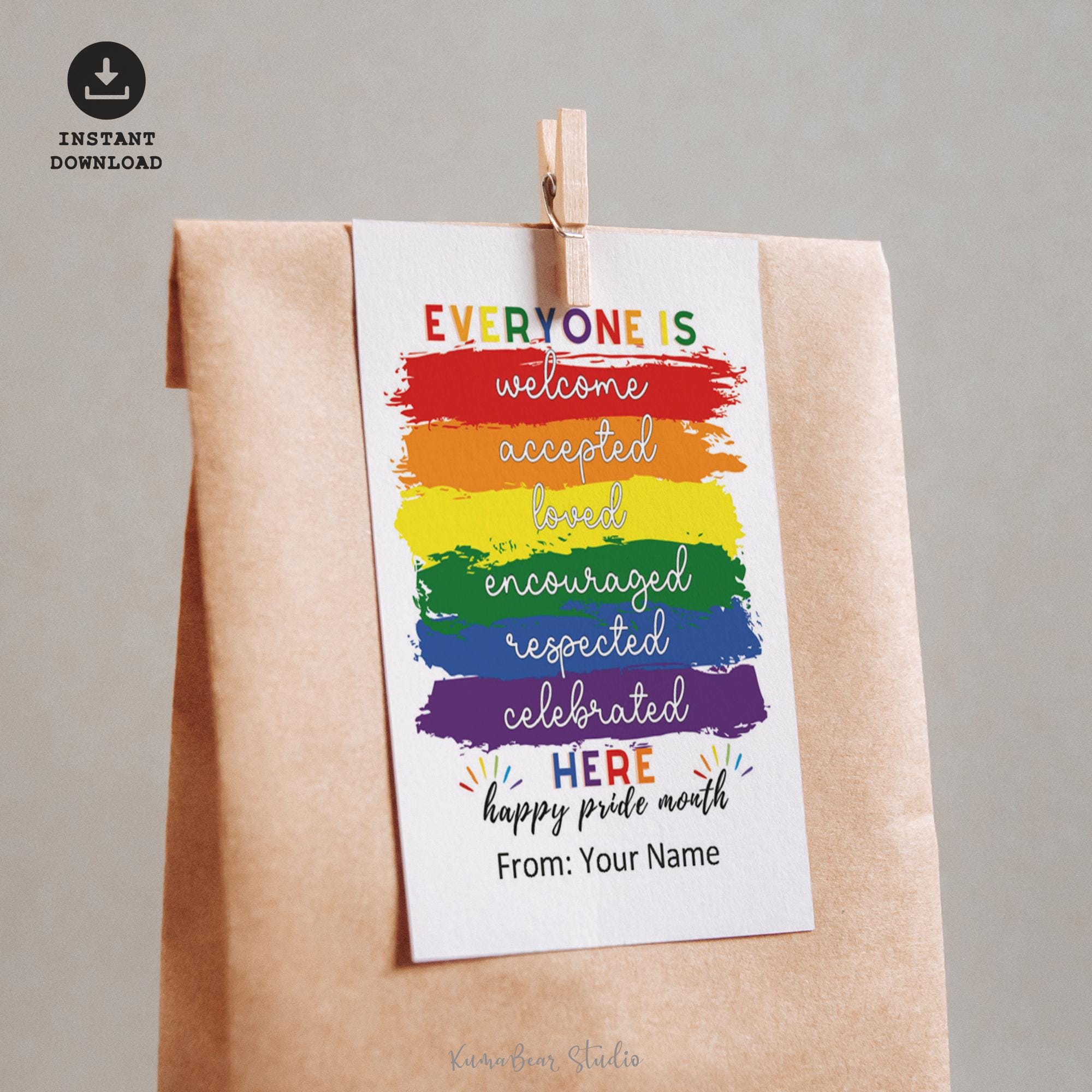 Printable Pride Month Gift Tag: Rainbow Paint Stroke (PDF) - Etsy