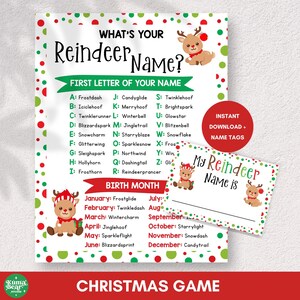 Christmas Game Printable What's Your Reindeer Name, Christmas Game ...