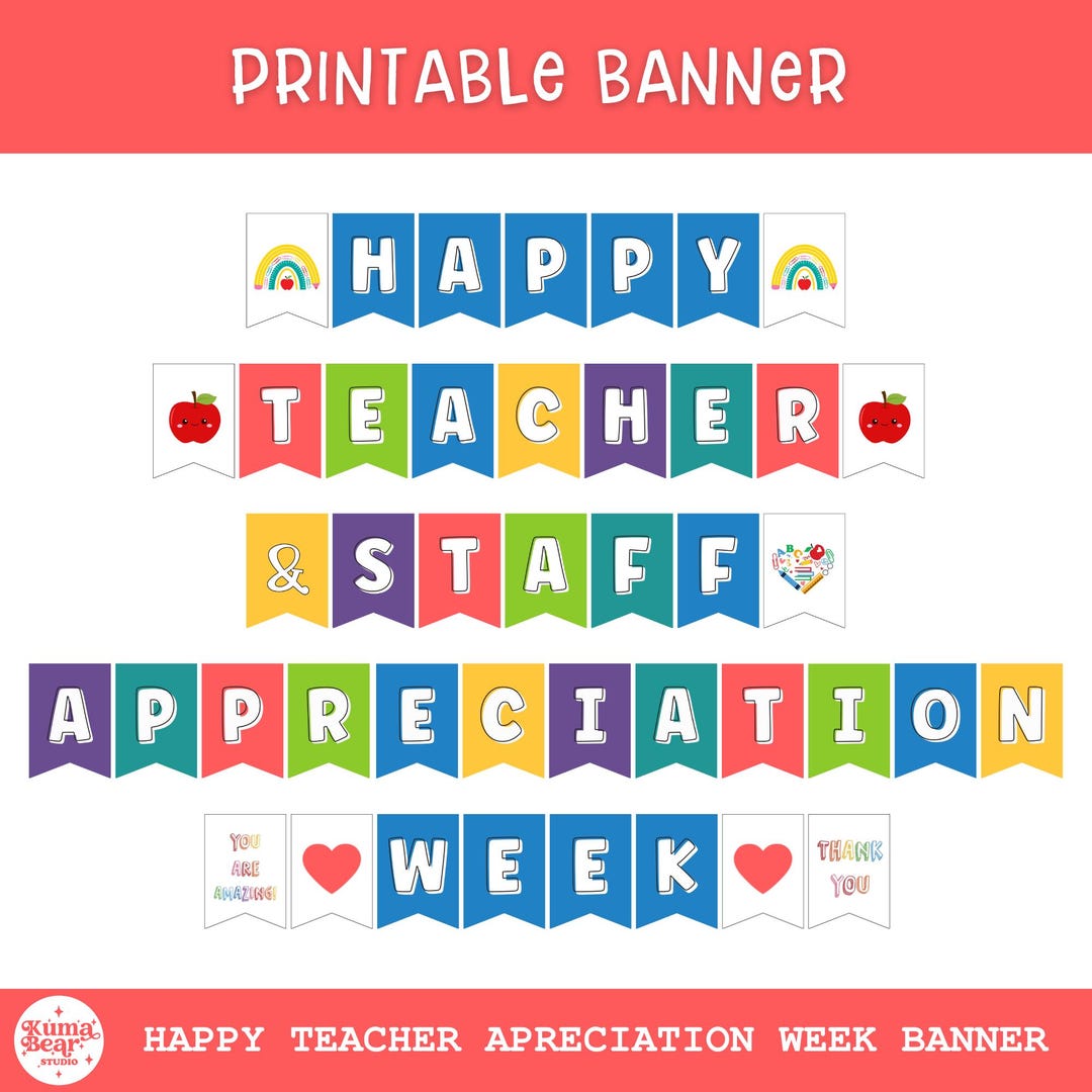 Teacher Appreciation Week Banner Printable, Teacher Week Banner ...