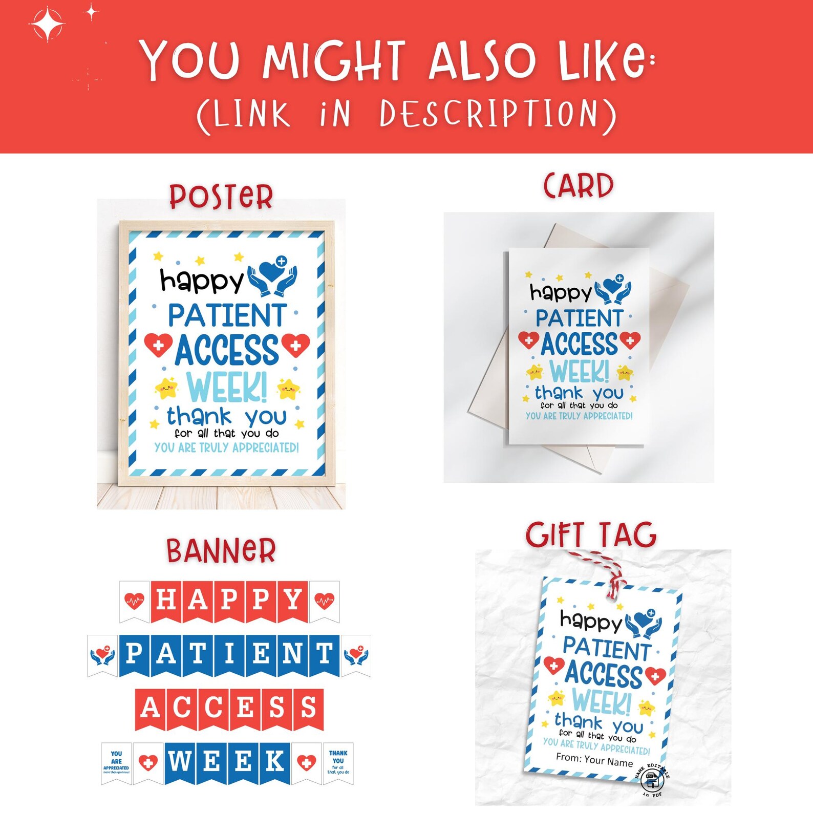 Patient Access Week Tags, Editable Hospital Staff Appreciation Thank ...