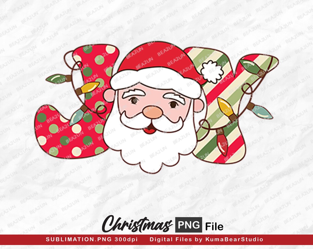 Santa Joy PNG, Groovy Christmas PNG, Christmas Lights Joy Santa ...