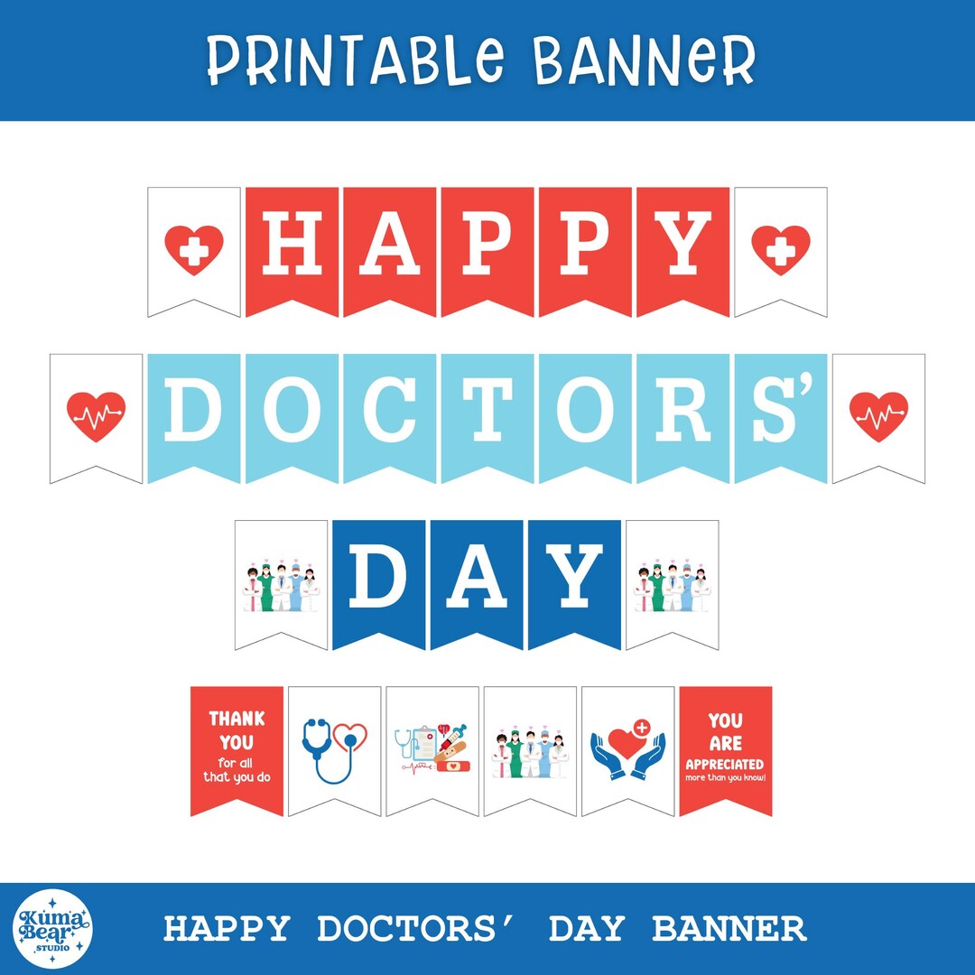 Doctors Day Banner Printable, Happy National Doctors' Day Printable ...