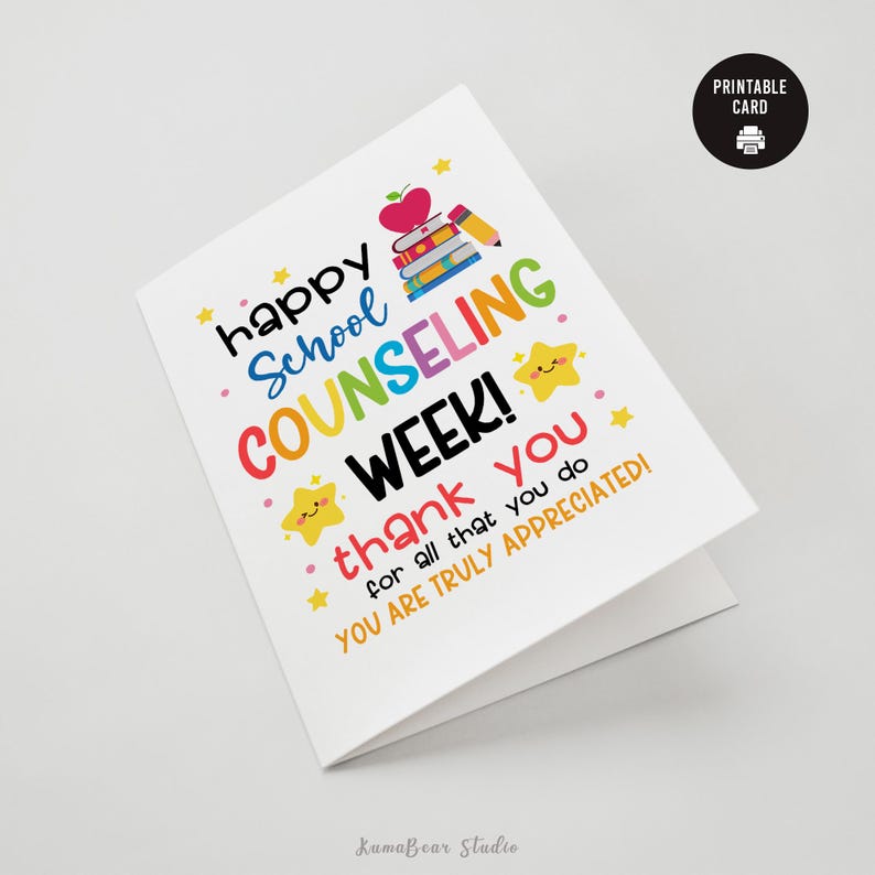School Counseling Week Printable Card, Thank You Counselor Staff ...