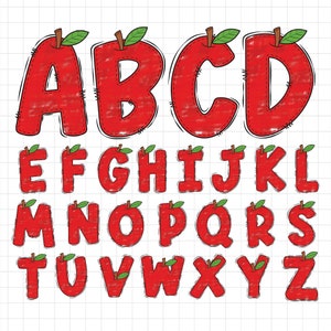School Doodle Alphabet Bundle, School PNG Letters, Numbers ...