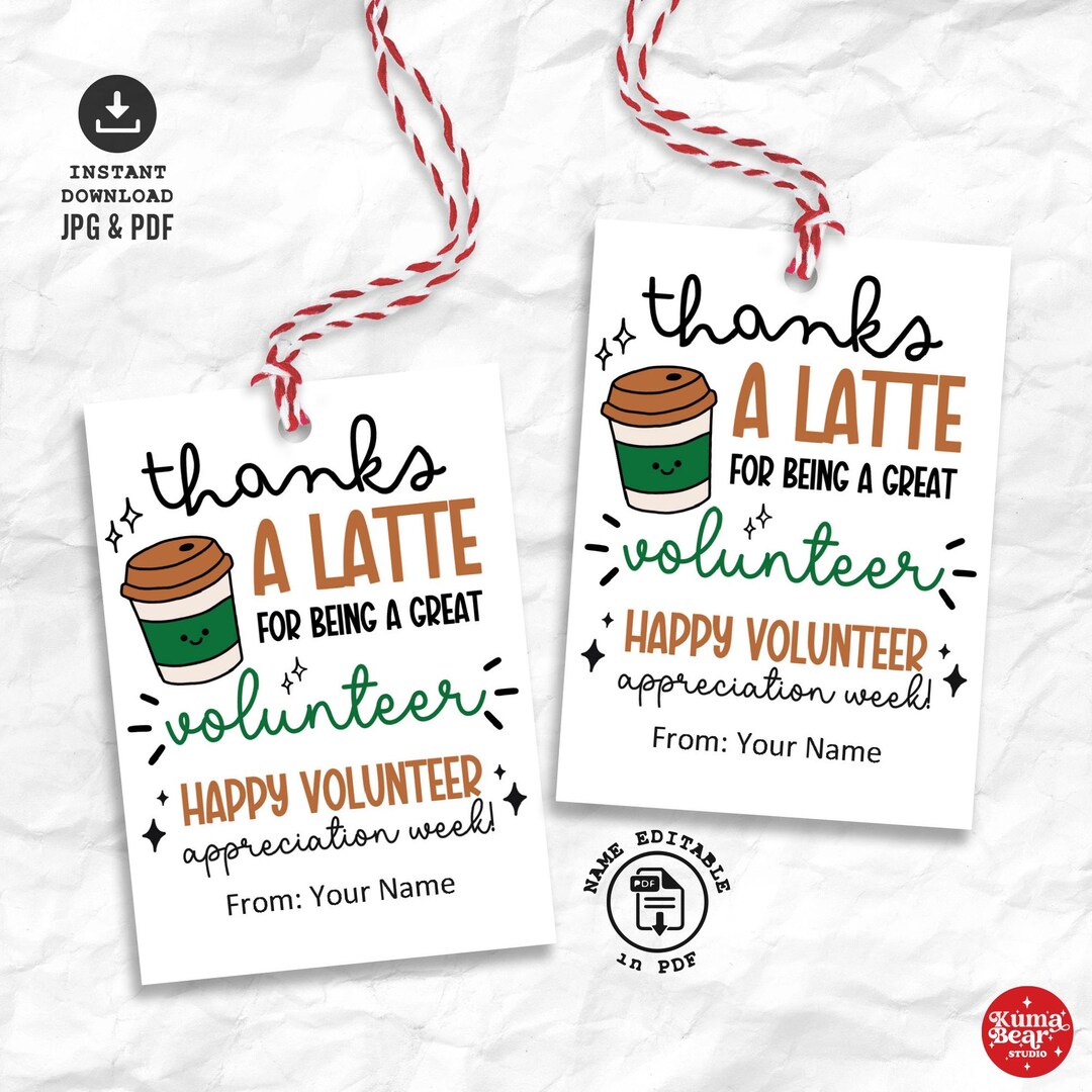 Volunteer Week Gift Tag Printable, Volunteer Appreciation Week Tag ...