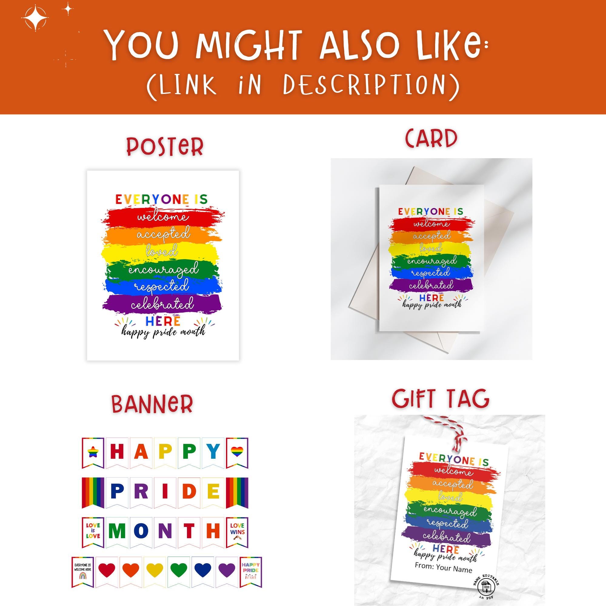 Printable Pride Month Gift Tag: Rainbow Paint Stroke (PDF) - Etsy