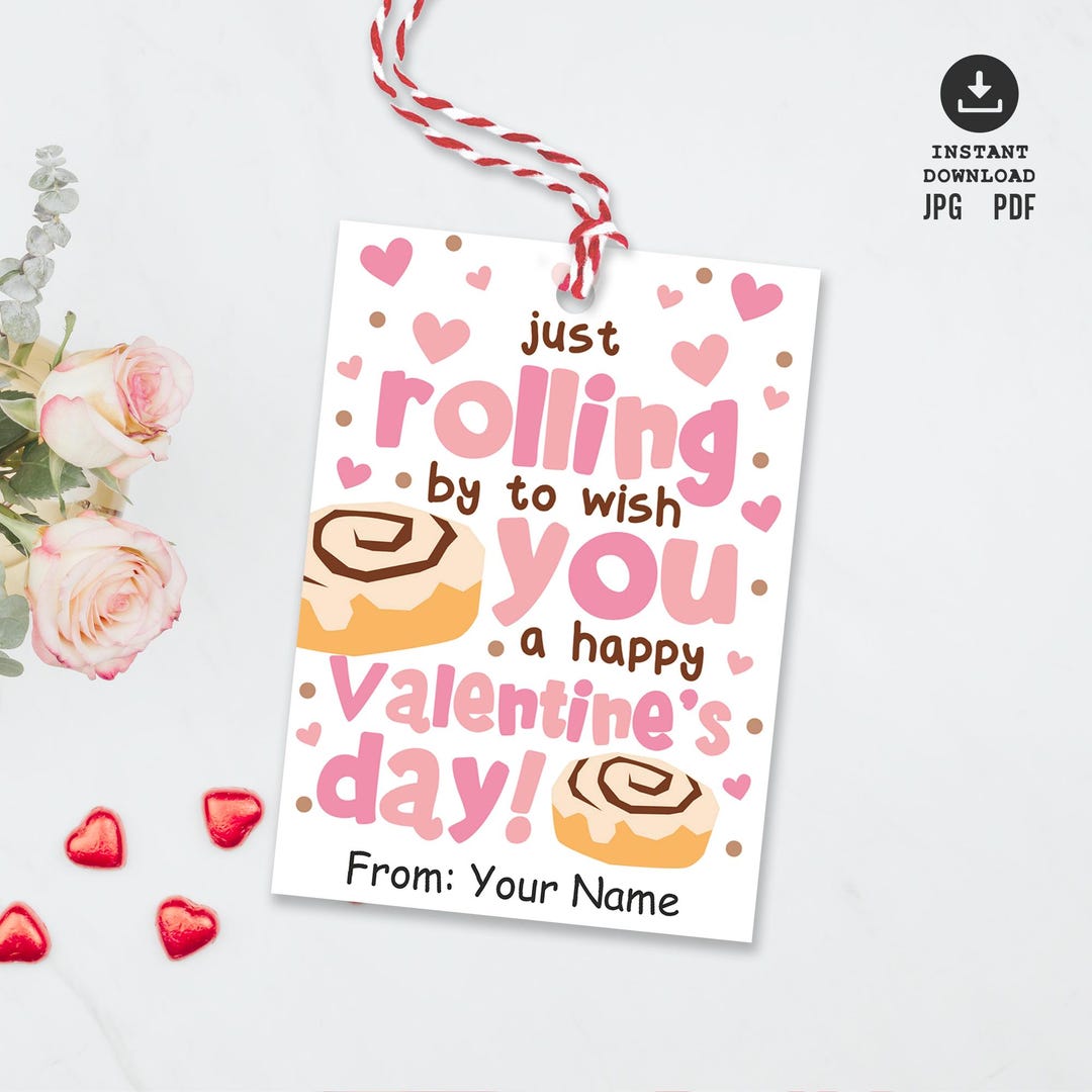 Valentines Day Gift Tag Sweet Cinnamon Roll Valentine Favor Tags ...