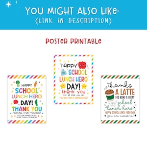 School Lunch Hero Day Sign Printable, School Lunch Squad Appreciation ...