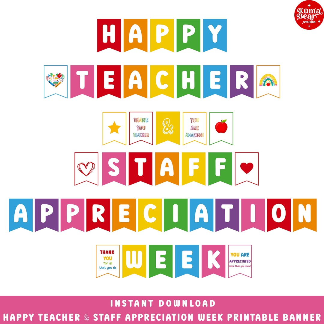 Printable Banner Teacher Appreciation Week, Teacher Gift, Thank You ...