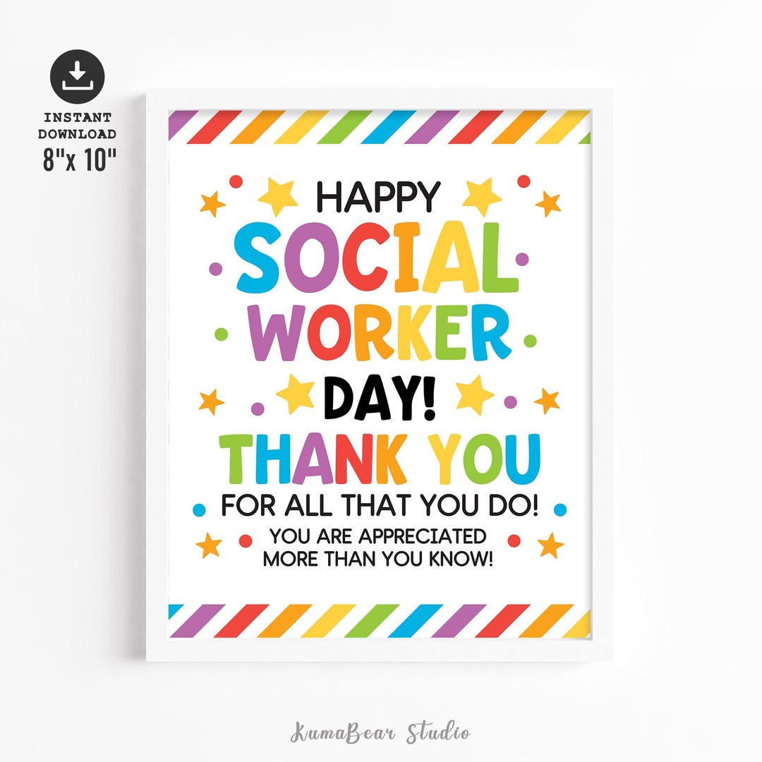 Social Work Day Signs, Social Worker Appreciation Day Poster Printable ...