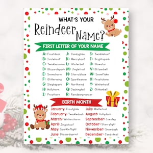 Christmas Game Printable What's Your Reindeer Name, Christmas Game ...