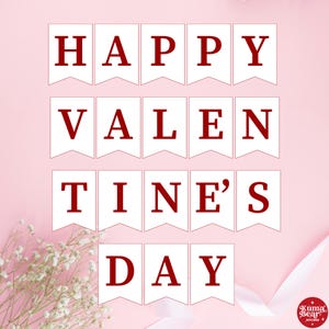 Valentine Banner Printable, Red Valentine's Day Party Decor, Valentines ...