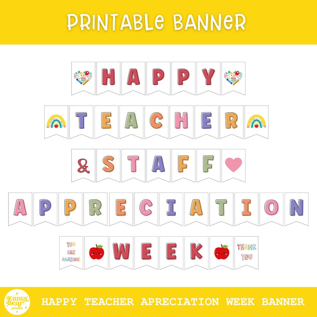 Teacher Week Banner Printable, Teachers & Staff Appreciation Week ...