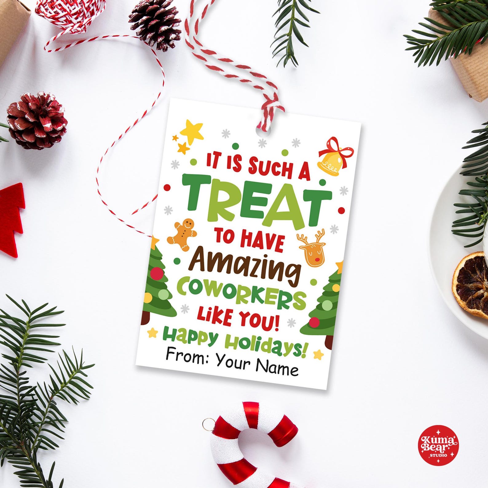Coworker Christmas Gift Tags Printable, Thank You Favor Tag for Staff ...