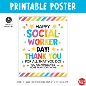 Social Work Day Signs, Social Worker Appreciation Day Poster Printable ...