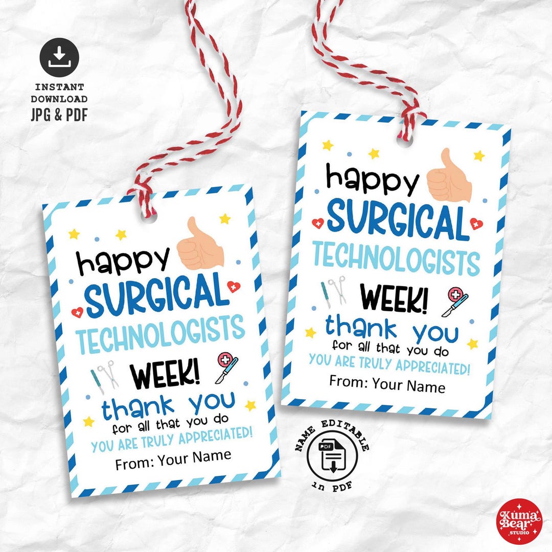 Surgical Technologists Week Gift Tags Printable – Thank You Tags for ...