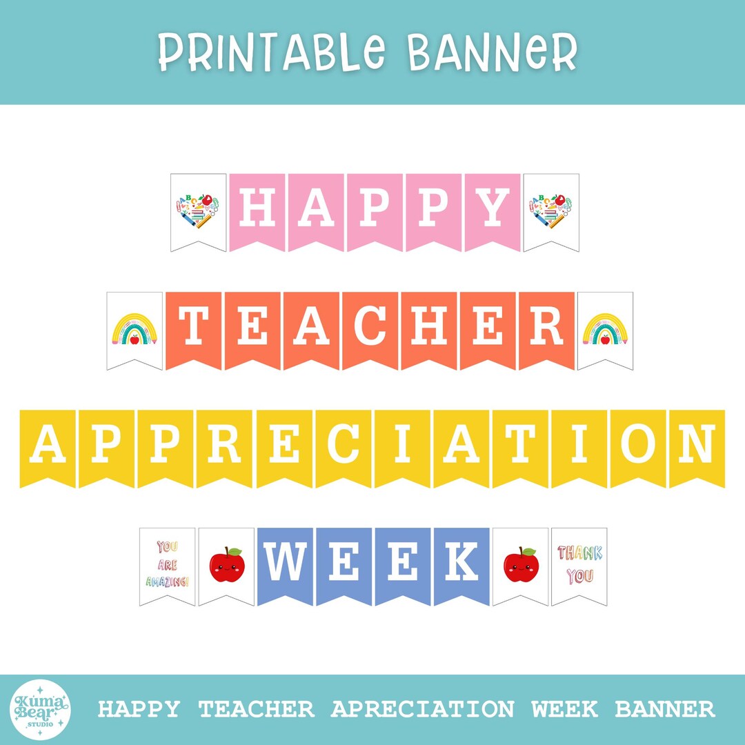Teacher Appreciation Banner Printable, Happy Teacher Appreciation Week ...