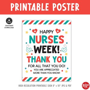 Nurse Appreciation Week Sign Printable, Nurses Week Poster Printable ...