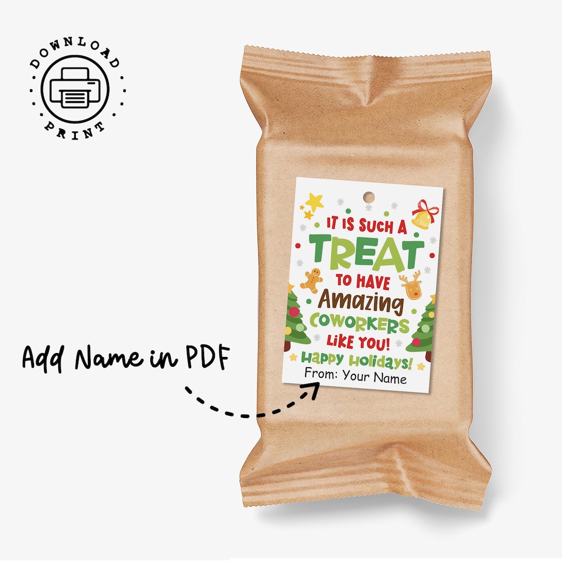 Coworker Christmas Gift Tags Printable, Thank You Favor Tag for Staff ...
