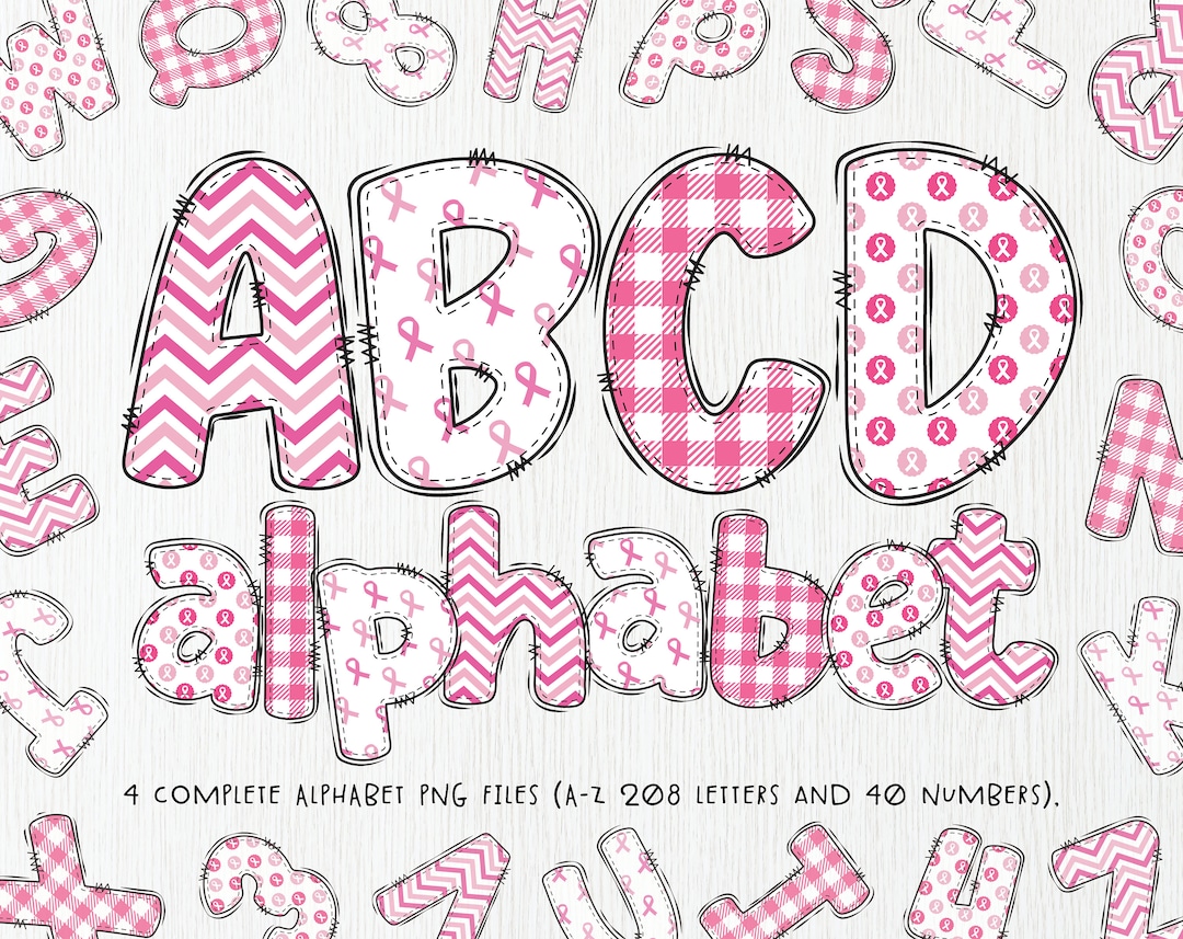 Pink Breast Cancer Awareness Alphabet Letters Bundle PNG Files, Breast ...