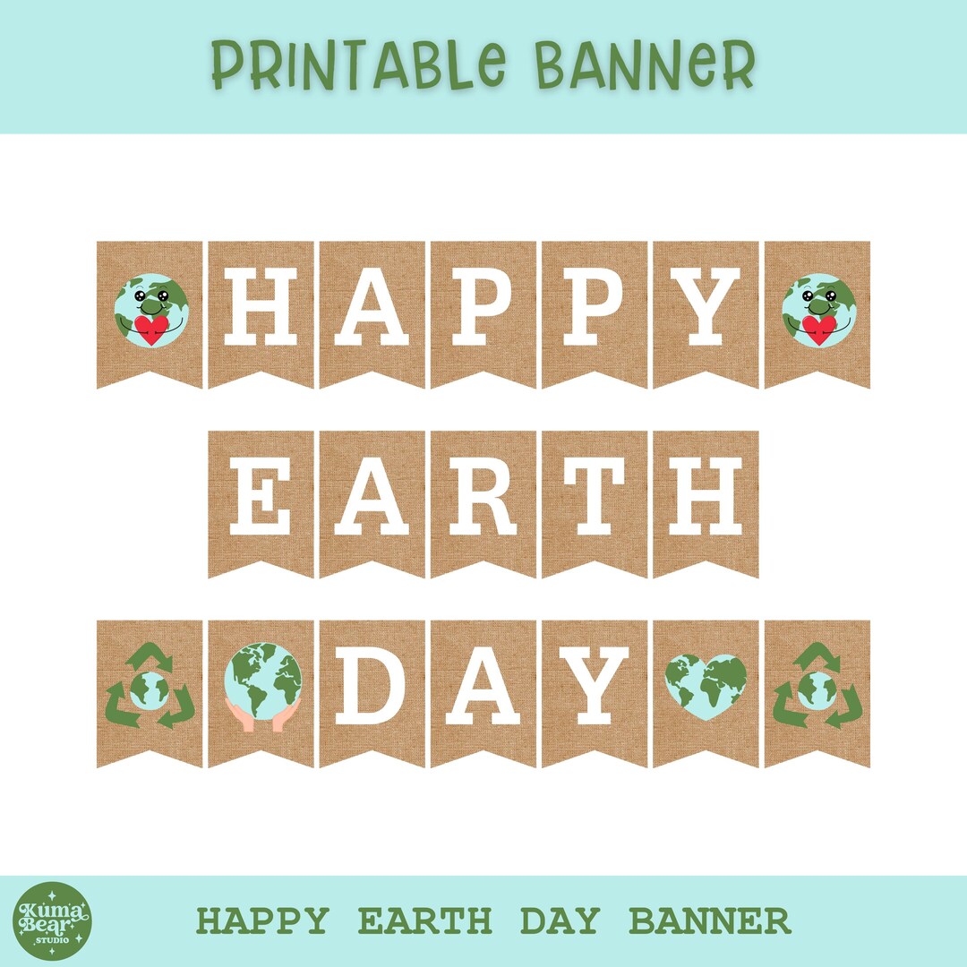 Earth Day Banner Printable, Burlap Classroom Decor Bulletin Board, PDF ...