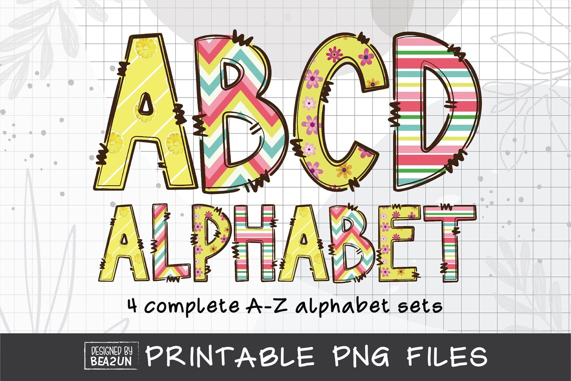Summer Alphabet PNG Alphabet Sublimation Alphabet Letters - Etsy