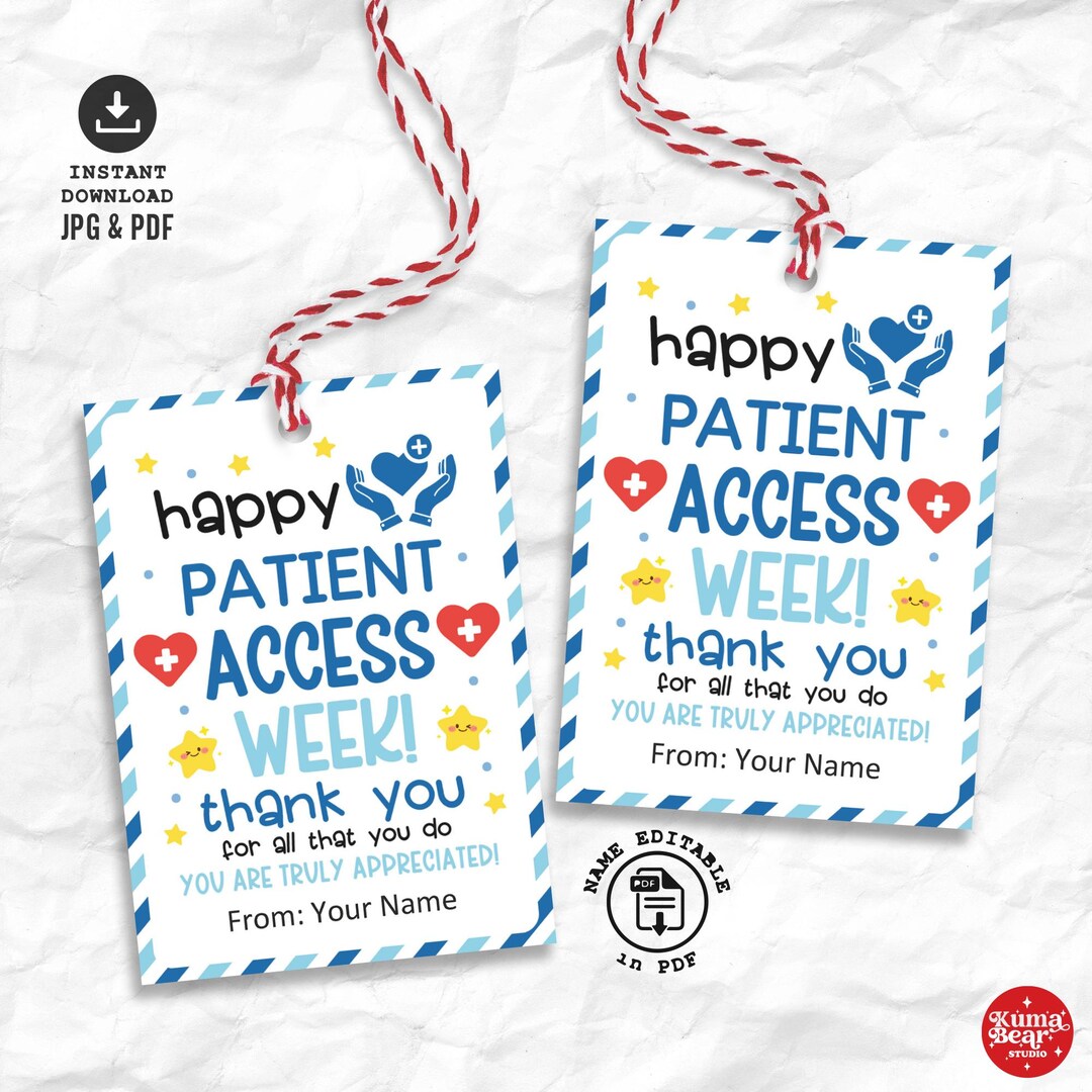 Patient Access Week Tags, Editable Hospital Staff Appreciation Thank ...