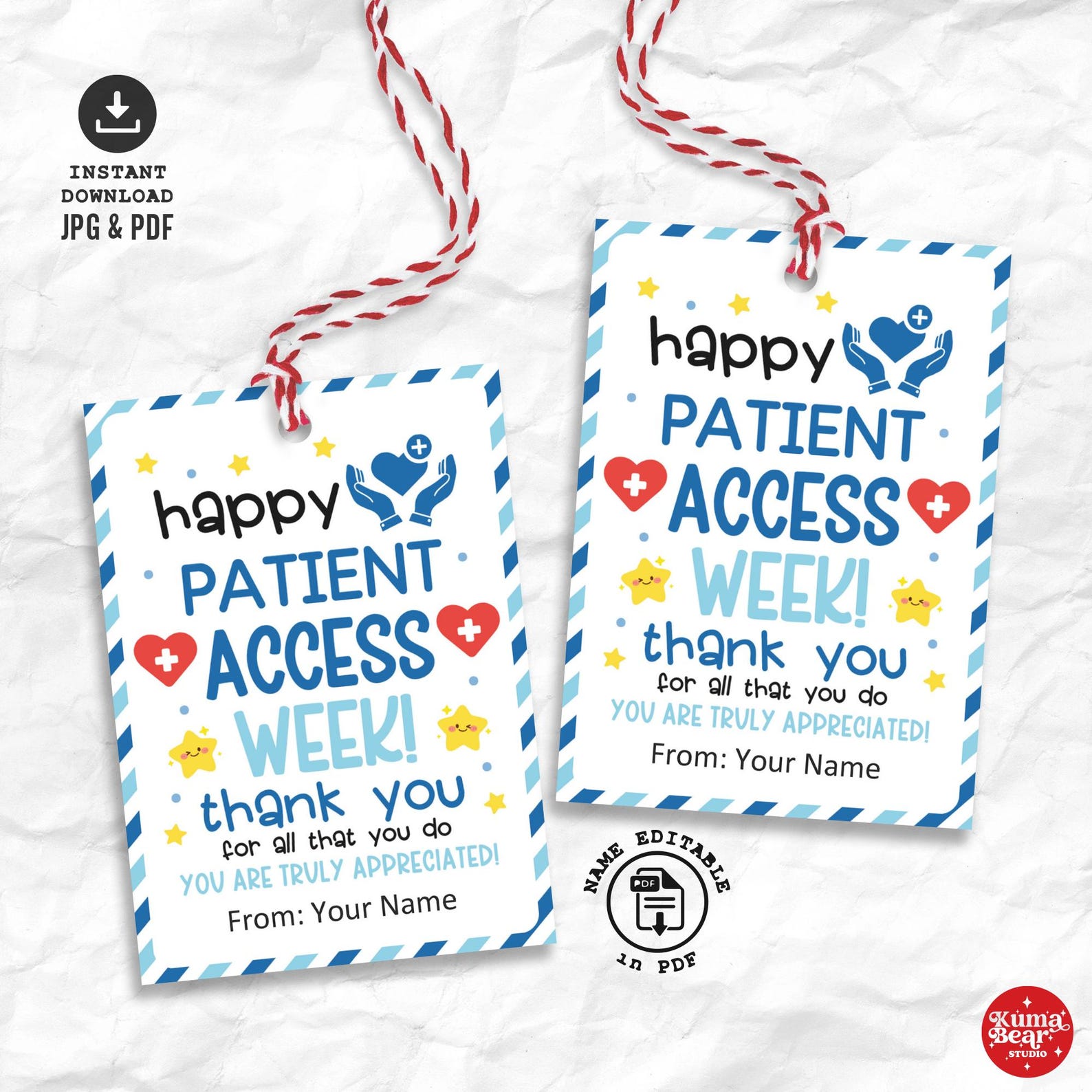 Patient Access Week Tags, Editable Hospital Staff Appreciation Thank ...