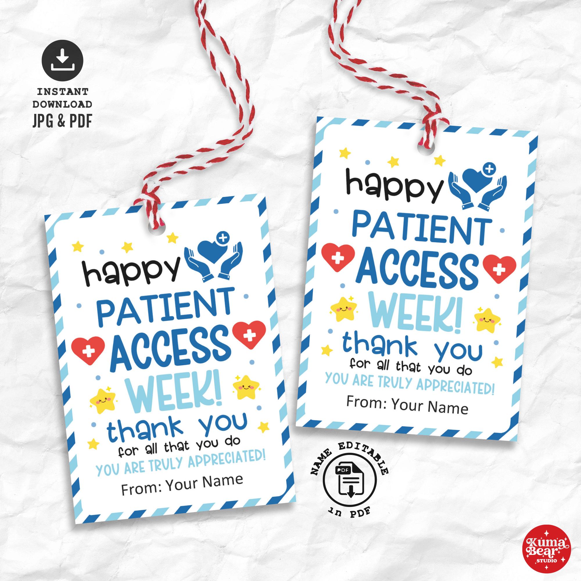 Patient Access Week Tags, Editable Hospital Staff Appreciation Thank ...