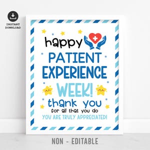Patient Experience Week Printable Sign, Thank You Patient Experience ...