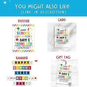 School Lunch Hero Day Tag Printable, School Lunch Hero Appreciation ...
