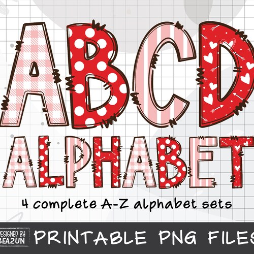 Hearts Alphabet Letters PNG Bundle Love Alphabet PNG | Etsy