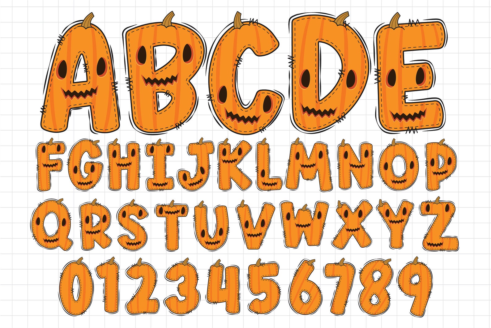 Halloween Doodle Alphabet Bundle, Halloween Alphabet PNG, Halloween ...