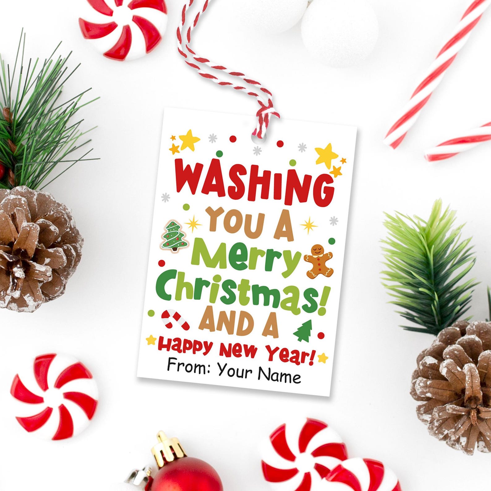Washing You a Merry Christmas Tags Printable Soap Gift Label, Happy New ...