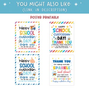School Custodian Day Sign Printable - Thank You Poster for Custodian ...