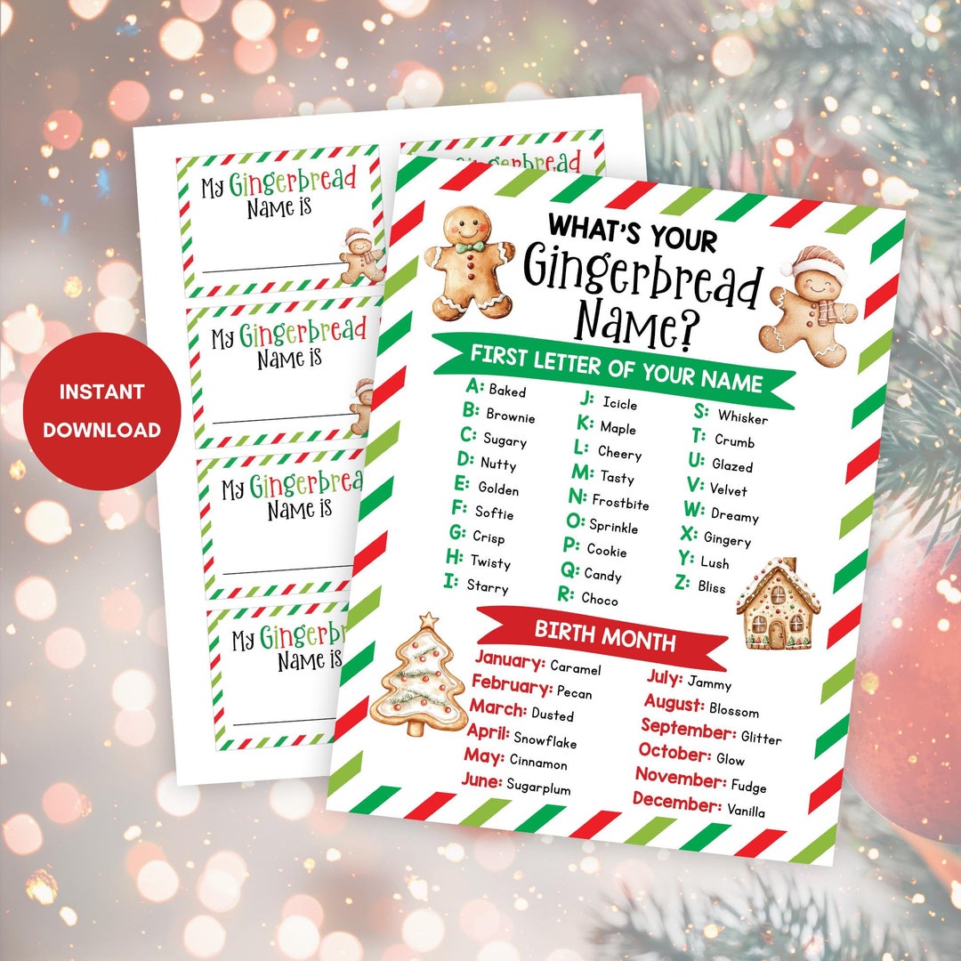 Christmas Game Printable What's Your Christmas Name Game, Gingerbread ...