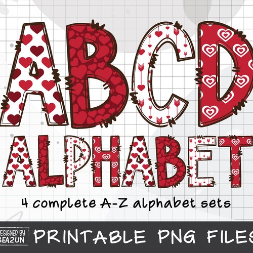 Hearts Alphabet Letters PNG Bundle Love Alphabet PNG - Etsy