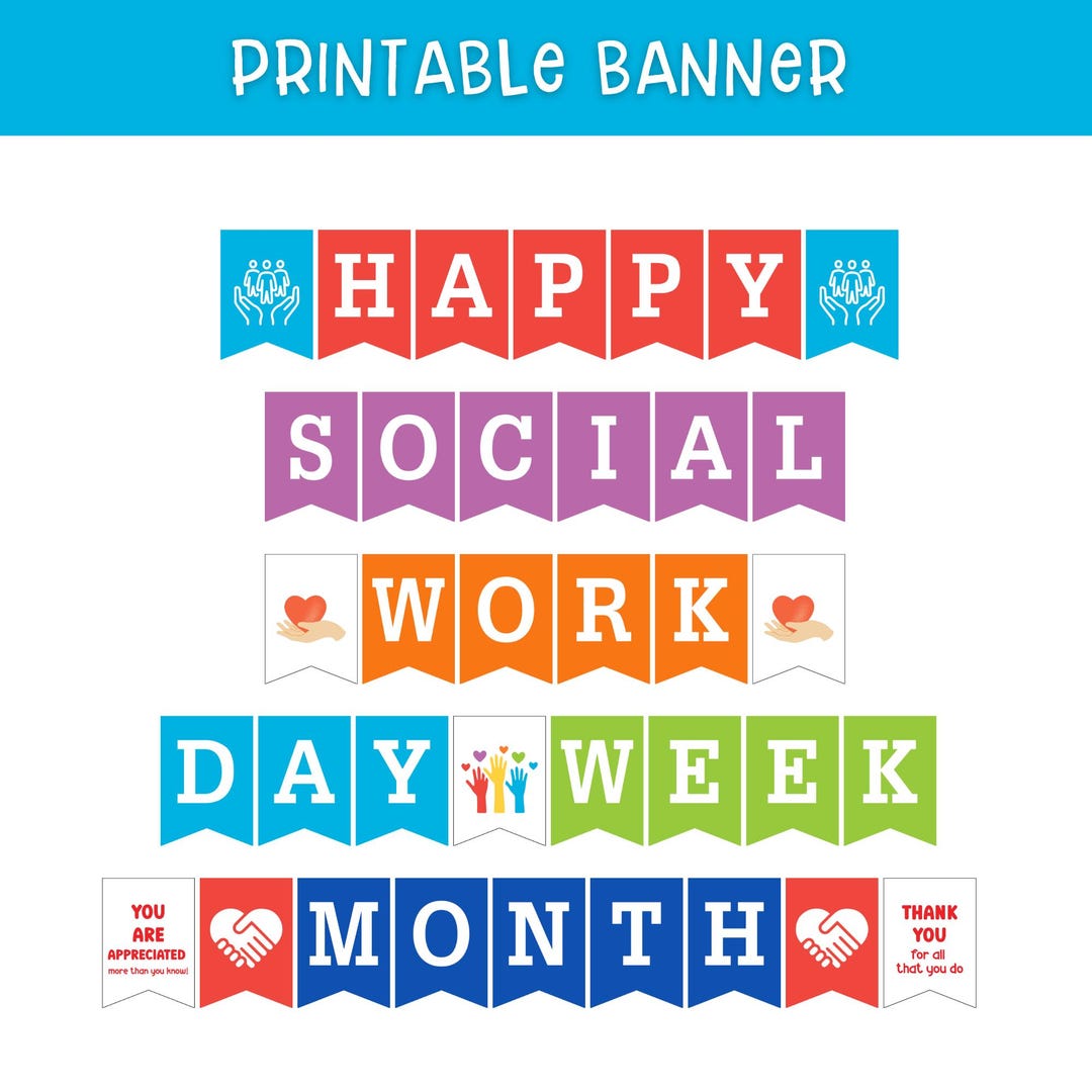 Social Work Month Printable Banner, Social Work Day Banner, School ...
